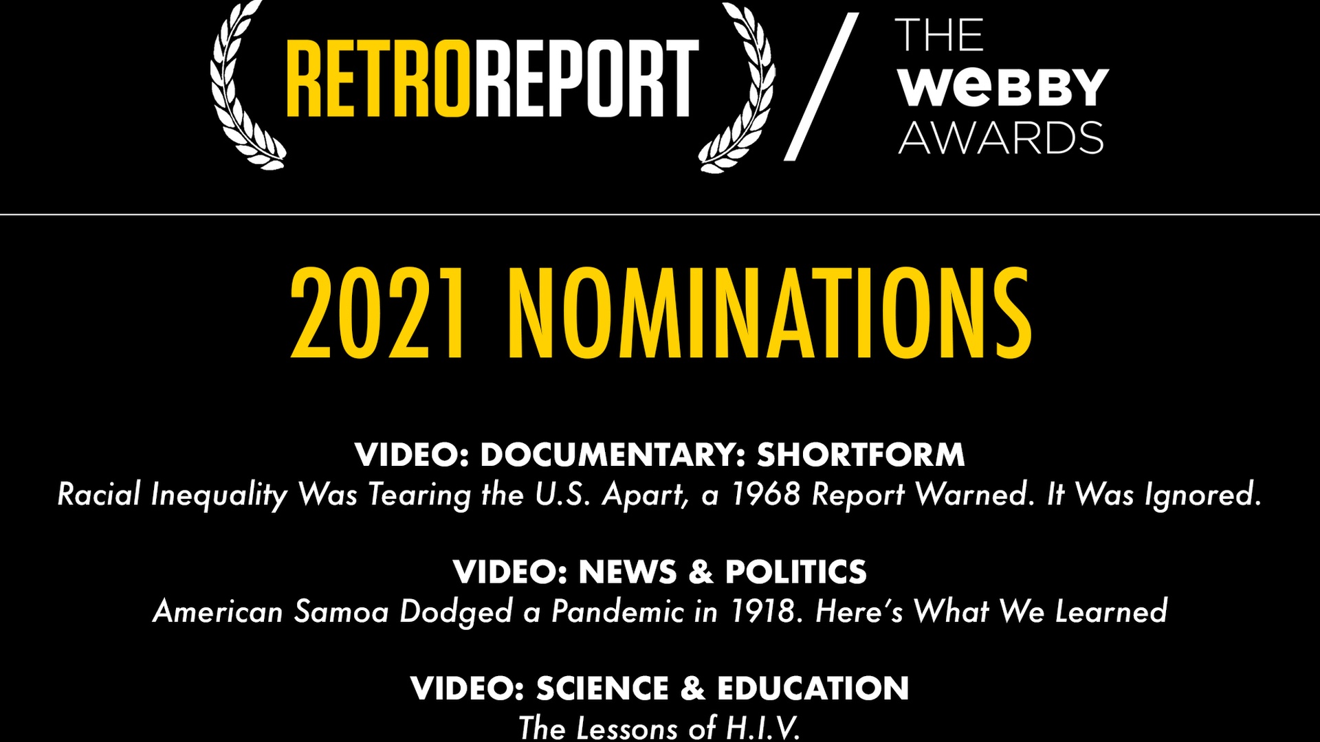 Three Webby Nominations - Retro Report