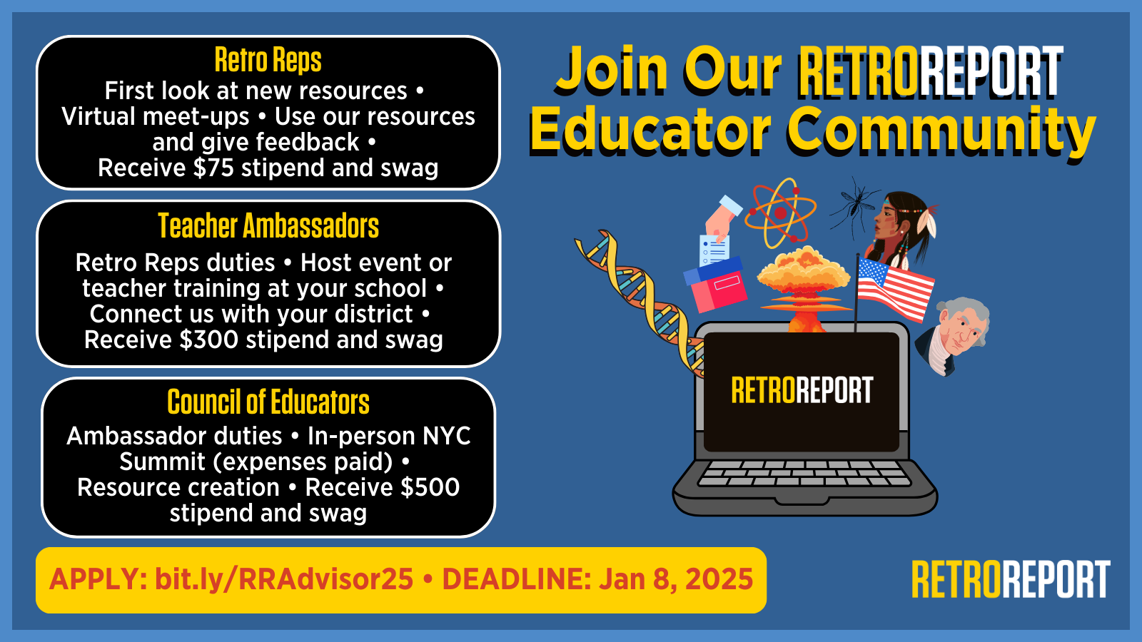 Applications Open for 2025 Retro Report Teacher Advisors - Retro Report